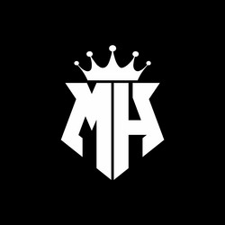 Mh logo monogram emblem style with crown shape Vector Image