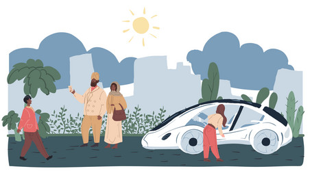 Cartoon flat visitors and workers characters Vector Image