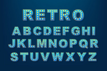 Broadway lights retro style light bulb font Vector Image