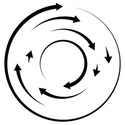 Circular concentric arrows cyclic cycle Royalty Free Vector