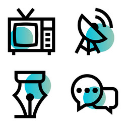 Communications gradient flat icon set isolated Vector Image