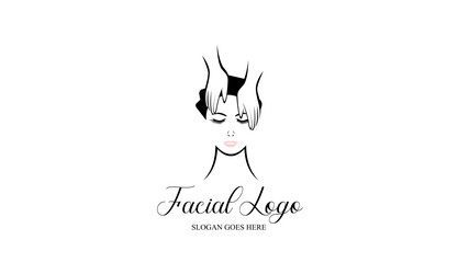 Facial massage skin care logo Royalty Free Vector Image