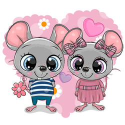 Two cartoon rats on a heart background Royalty Free Vector