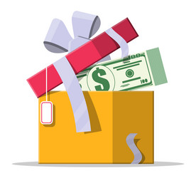 Donation box with money Royalty Free Vector Image