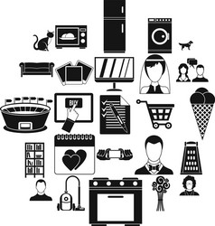 Sup icons set simple style Royalty Free Vector Image