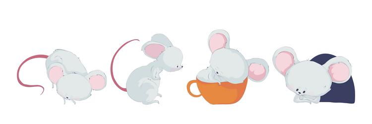 Funny white mouse character with long pink tail Vector Image