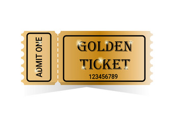Golden ticket Royalty Free Vector Image - VectorStock