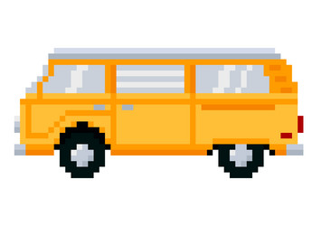 Pixel art police car side view Royalty Free Vector Image