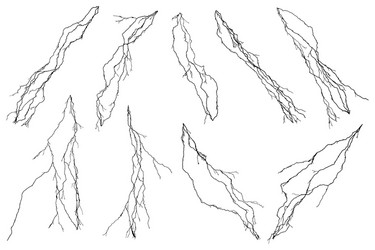 Lightning outline icons set electric flash Vector Image