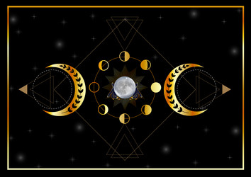 Astrology constellations and golden moon phases Vector Image