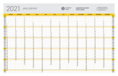 Calendar yearly planner template for 2021 Vector Image