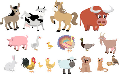 Big animals collection set Royalty Free Vector Image