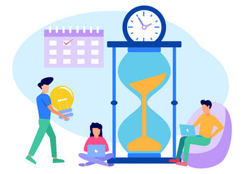 Graphic cartoon character wasting time Royalty Free Vector