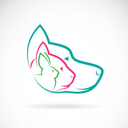 Group pets - dog cat parrot rabbit butterfly Vector Image