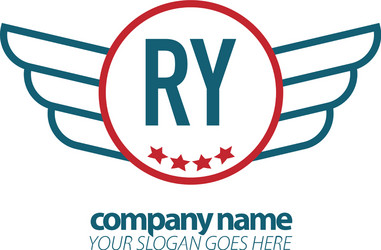 Initial letter yr wing logo design template Vector Image