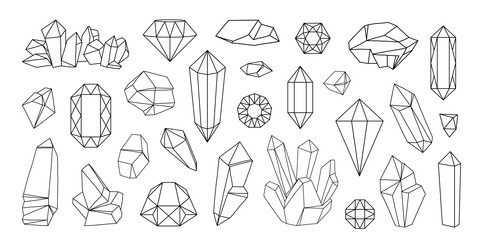 Line crystal stone outline polygon minerals rock Vector Image
