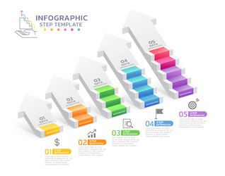 Stair arrow infographic timeline template Vector Image
