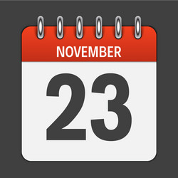 November 23 calendar daily icon Royalty Free Vector Image