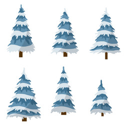 Set of winter tree cartoon flat Royalty Free Vector Image