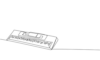 Synthesizer keyboard one line color art Royalty Free Vector