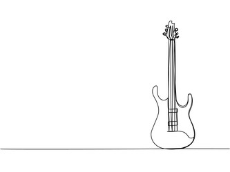 Electric guitar one line color art continuous Vector Image