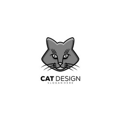 Stylish cool cat head logo template Royalty Free Vector