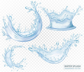 Set realistic transparent water splashes Vector Image