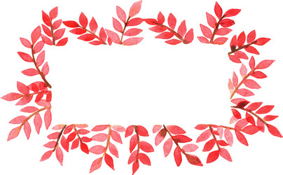 Red and brown fern on rectangle frame watercolor Vector Image