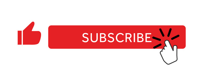 Red subscribe button with mouse pointer Royalty Free Vector