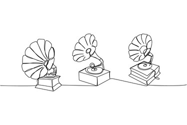 Karaoke microphone one line color art continuous Vector Image