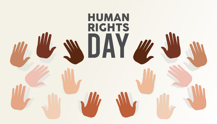 Human rights day poster with interracial hands Vector Image