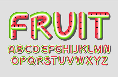 Abstract alphabet fruit creative kids font great Vector Image