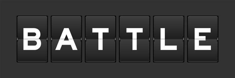 Black color analog flip board with word fight Vector Image