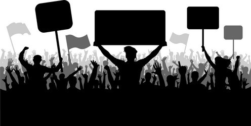 Crowd people silhouette transparent protest Vector Image
