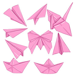 Set of cartoon origami paper objects Royalty Free Vector