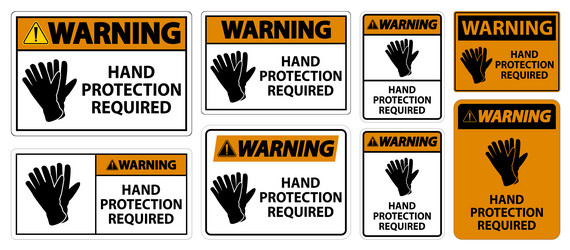 Security notice hand protection required sign Vector Image