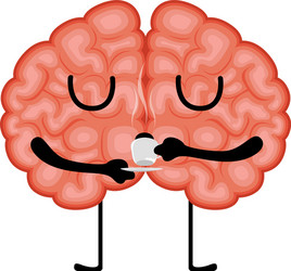 Brain cartoon drinking a coffee Royalty Free Vector Image