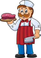 Coloring book butcher theme 1 Royalty Free Vector Image