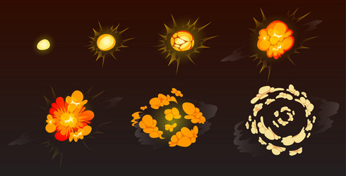 Cartoon atomic bomb explosion ground Royalty Free Vector