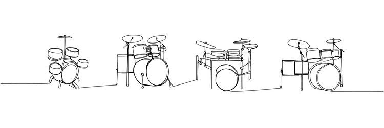 Guitar set one line art continuous line drawing Vector Image