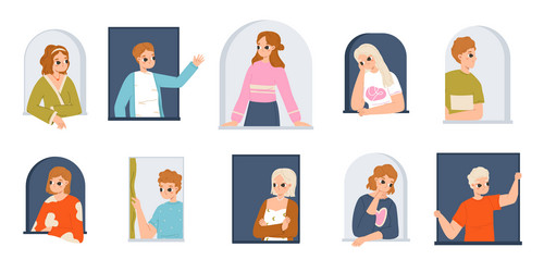 Neighbors cartoon people in apartment house Vector Image