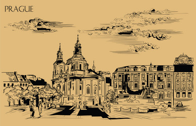 Colorful hand drawing prague Royalty Free Vector Image