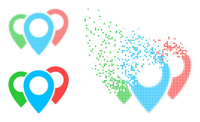 Damaged dot and original warning map pointer icon Vector Image