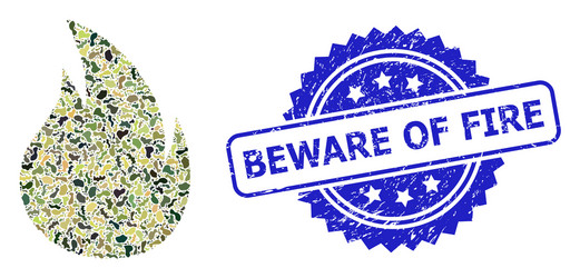 Beware of fire watermark stamp Royalty Free Vector Image