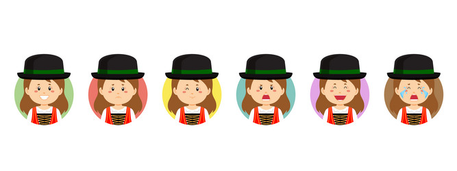 Austrian character with various expression Vector Image
