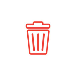 Recycle bin red icon on white background flat Vector Image