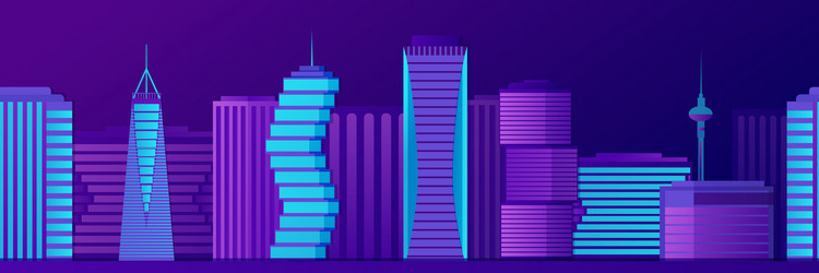 Horizontal Banner with Megapolis Vector Images (over 100)