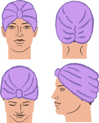 Turban or shower cap template and man head Vector Image