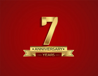 7 years golden anniversary logotype Royalty Free Vector