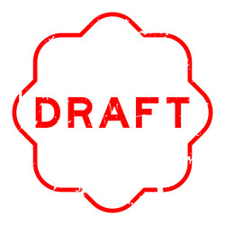 Grunge red draft word rubber seal stamp on white Vector Image